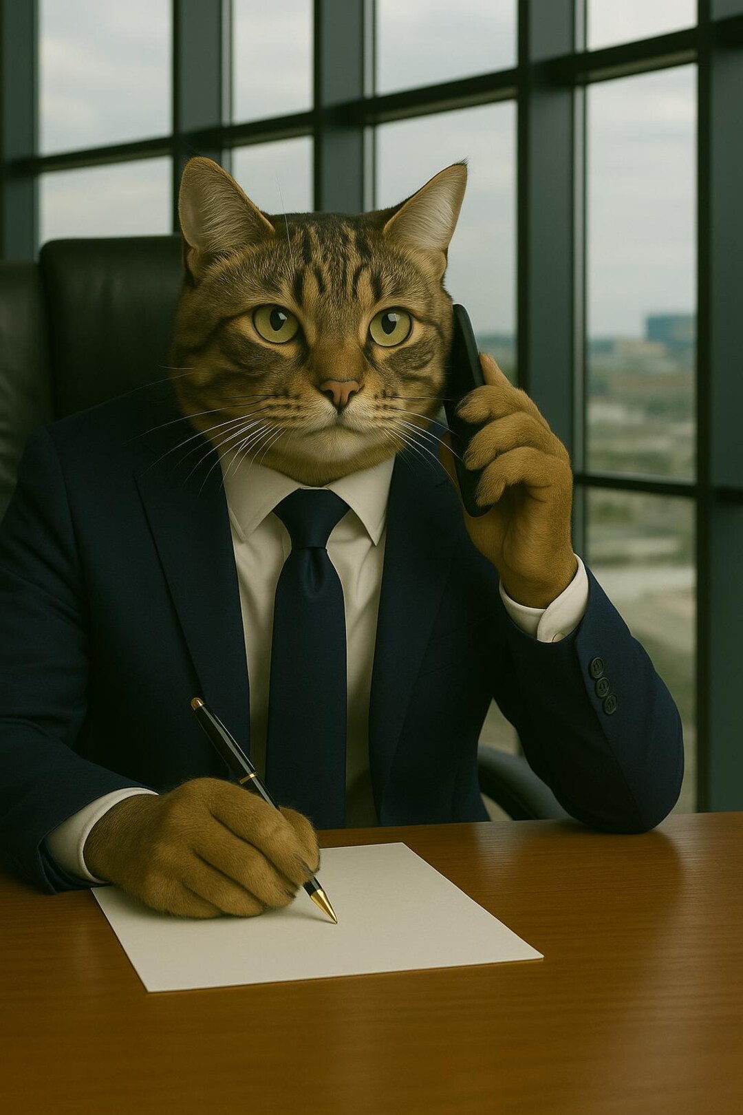 Custom CEO Cat Portrait – Funny Tabby Cat in Business Suit, Digital Pet ...