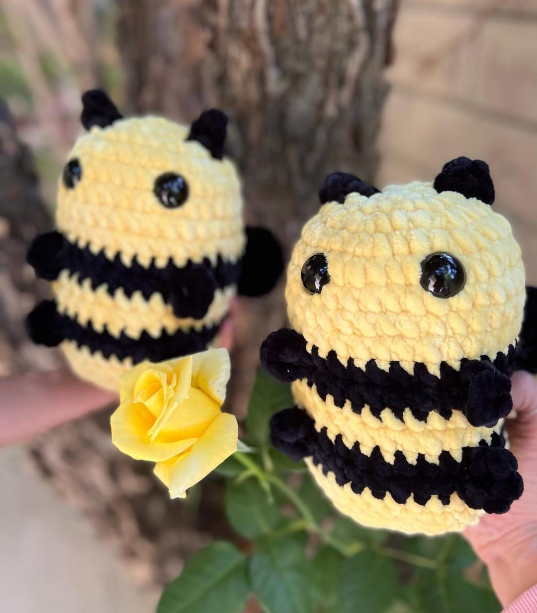 Crochet Bumblebee Plush: Handmade Chenille Bee Toy - Etsy
