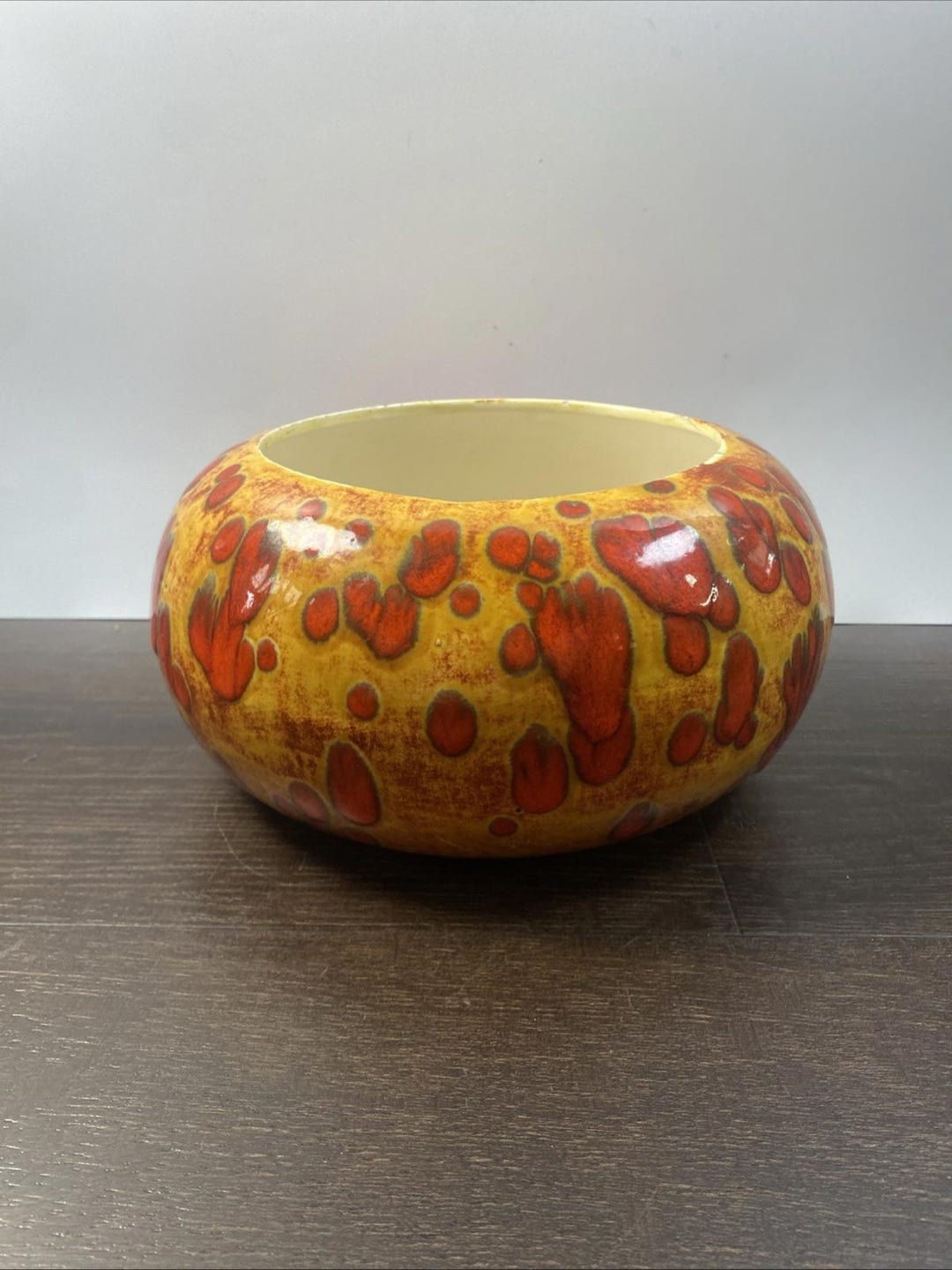 Rare Miali California Pottery Yellow 706-8 Bowl Drip Glaze Vintage ...