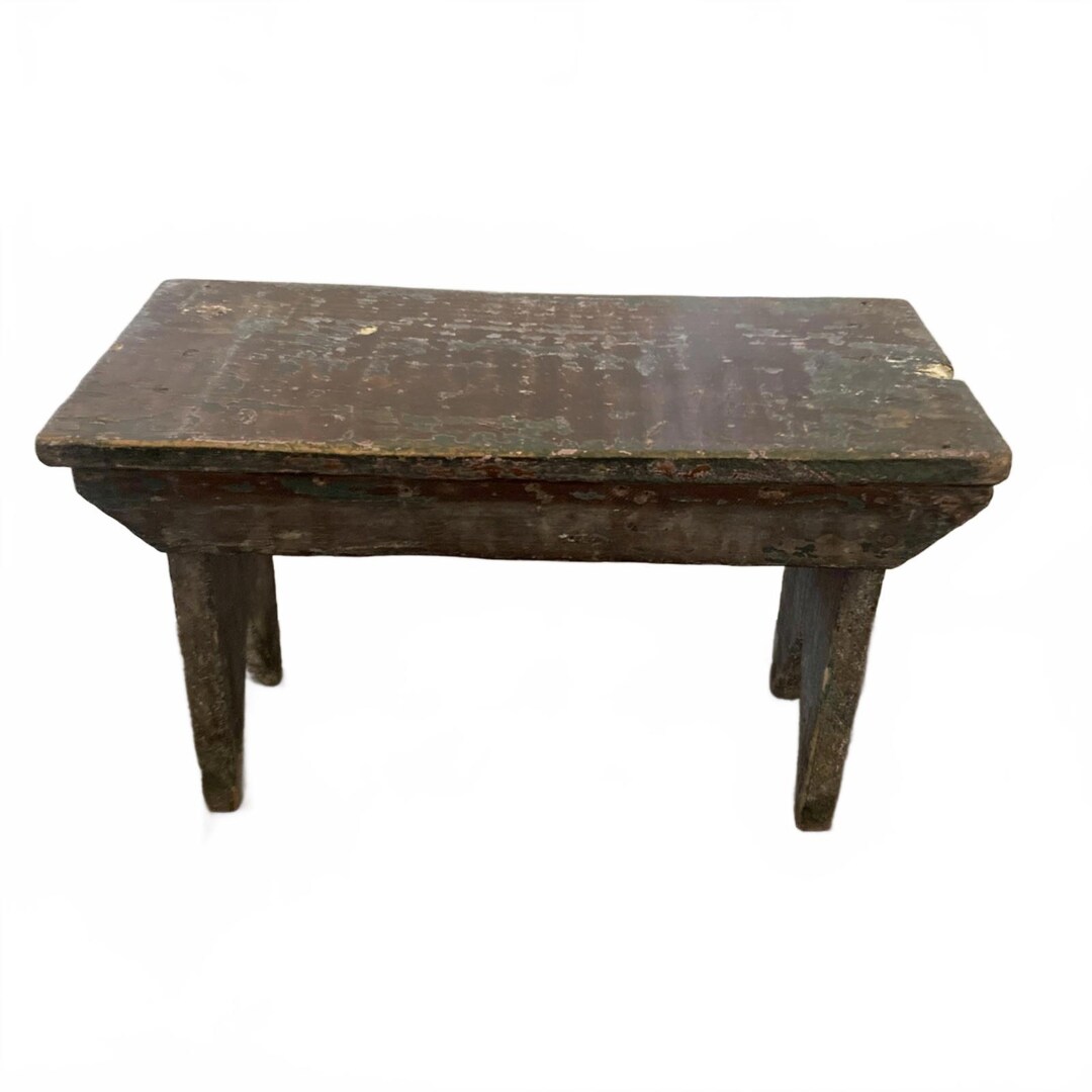 Antique Old Layered Paint Wooden Foot Stool Bench Foot Rest Boot Jack ...