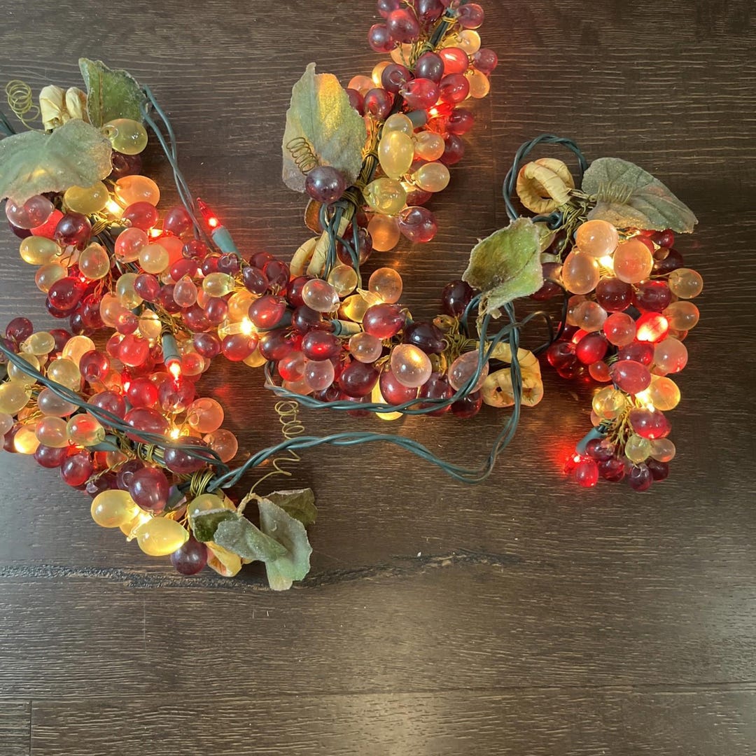Set of GRAPE CLUSTER LIGHTS 5 Clusters on String Indoor/outdoor Lucite ...