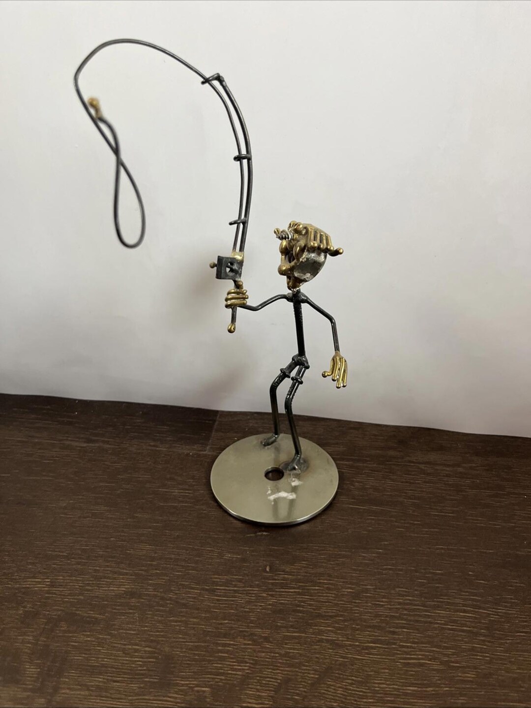 Fishing Welded Scrap Metal Art Sculpture Fisherman Unique Signed - Etsy