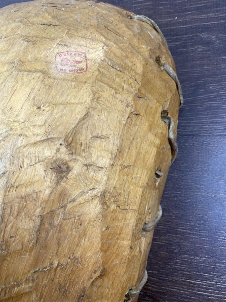Vintage Carved Wooden Dough Bowl Wood Trencher W/ Rawhide Edging - 13.5 ...