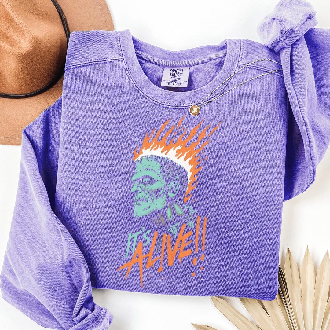 Comfort Colors Frankenstein Sweatshirt, Retro Horror Movie Shirt ...