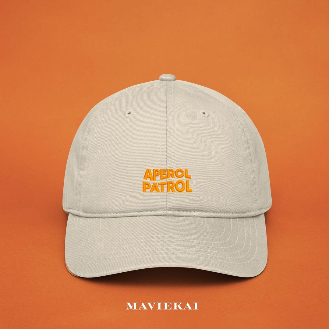 Aperol Patrol Embroidered Organic Cotton Cap, Statement Aperol Hat ...
