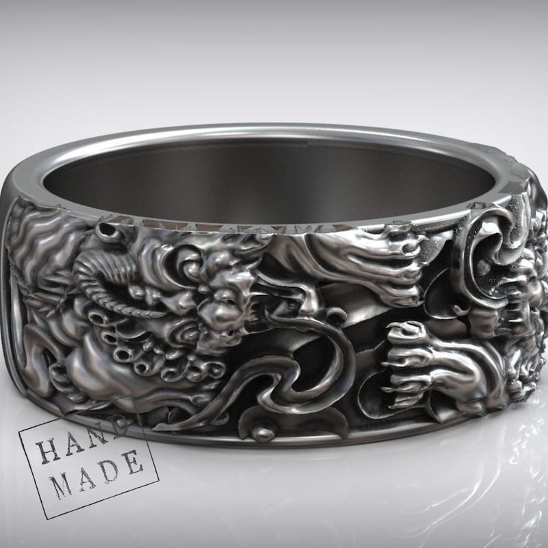Dragon and Lion Ring - Etsy