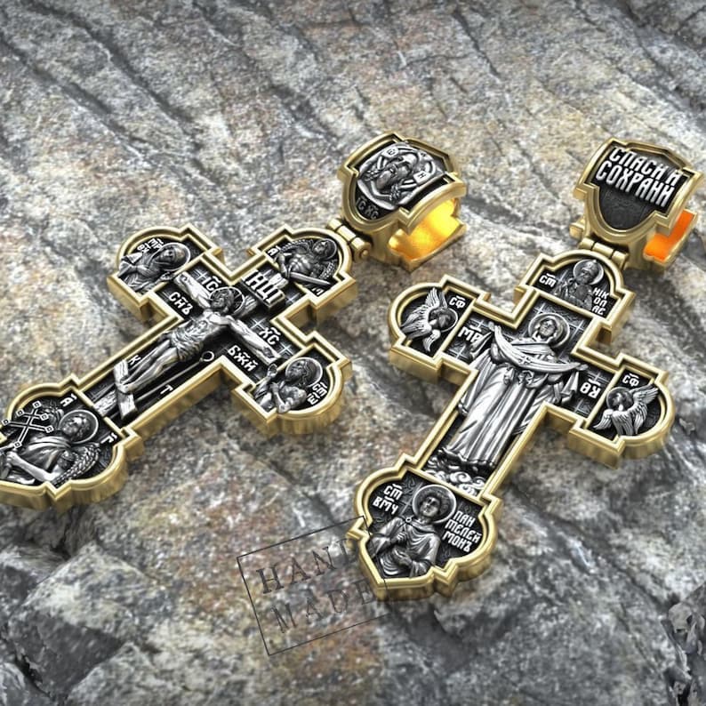 Orthodox Cross Necklace: Slavic Design Sterling Silver - Handmade ...