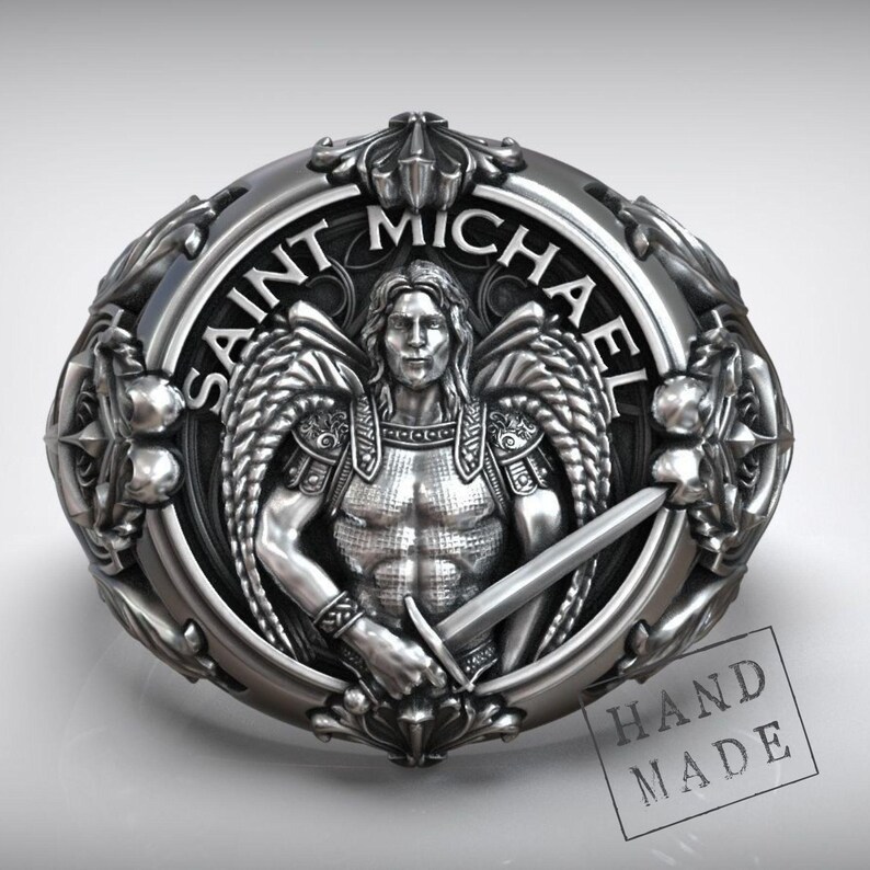 Saint Michael Silver Ring - Shield, Sword, Spiritual Protection - Etsy