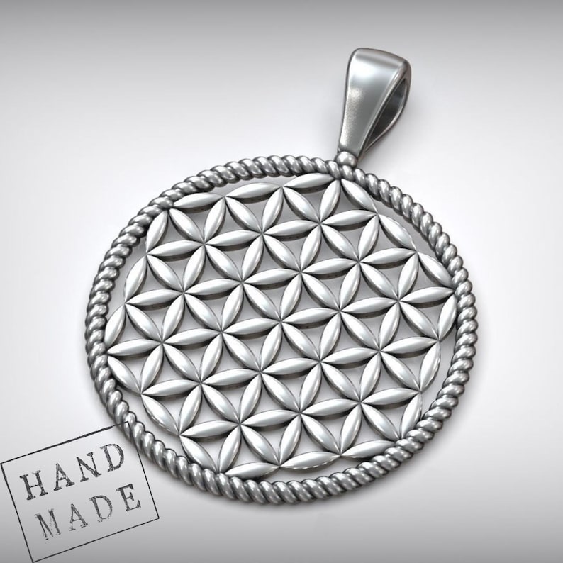 Flower of Life Silver Pendant Necklace (55mm Sacred Geometry Talisman ...