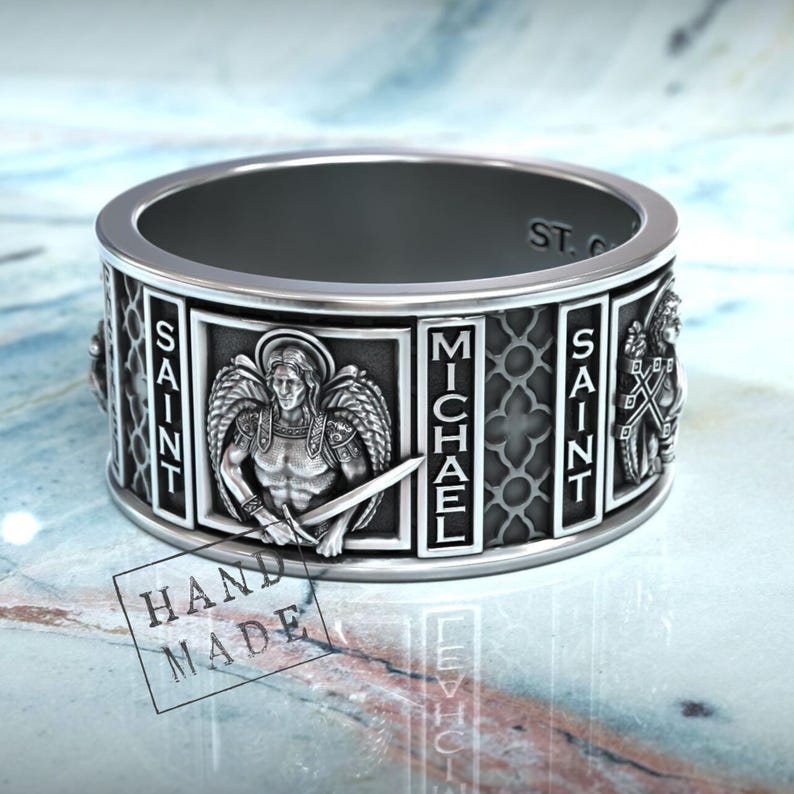 Saint Michael Ring: Spiritual Protection Jewelry (sterling Silver) - Etsy