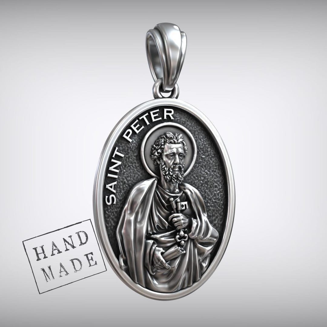 Saint Peter the Apostle Medallion Necklace, Handmade Christian Icon ...