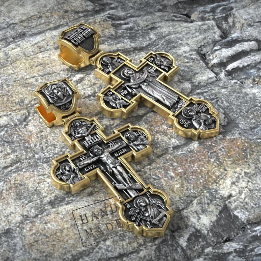 Orthodox Cross Necklace: Slavic Design Sterling Silver - Handmade ...