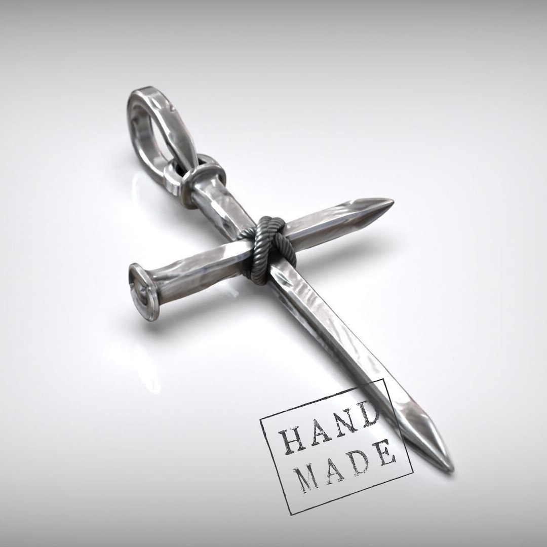 Nail Cross Pendant - Gothic Rope Detail, Unisex Spiritual Necklace - Etsy