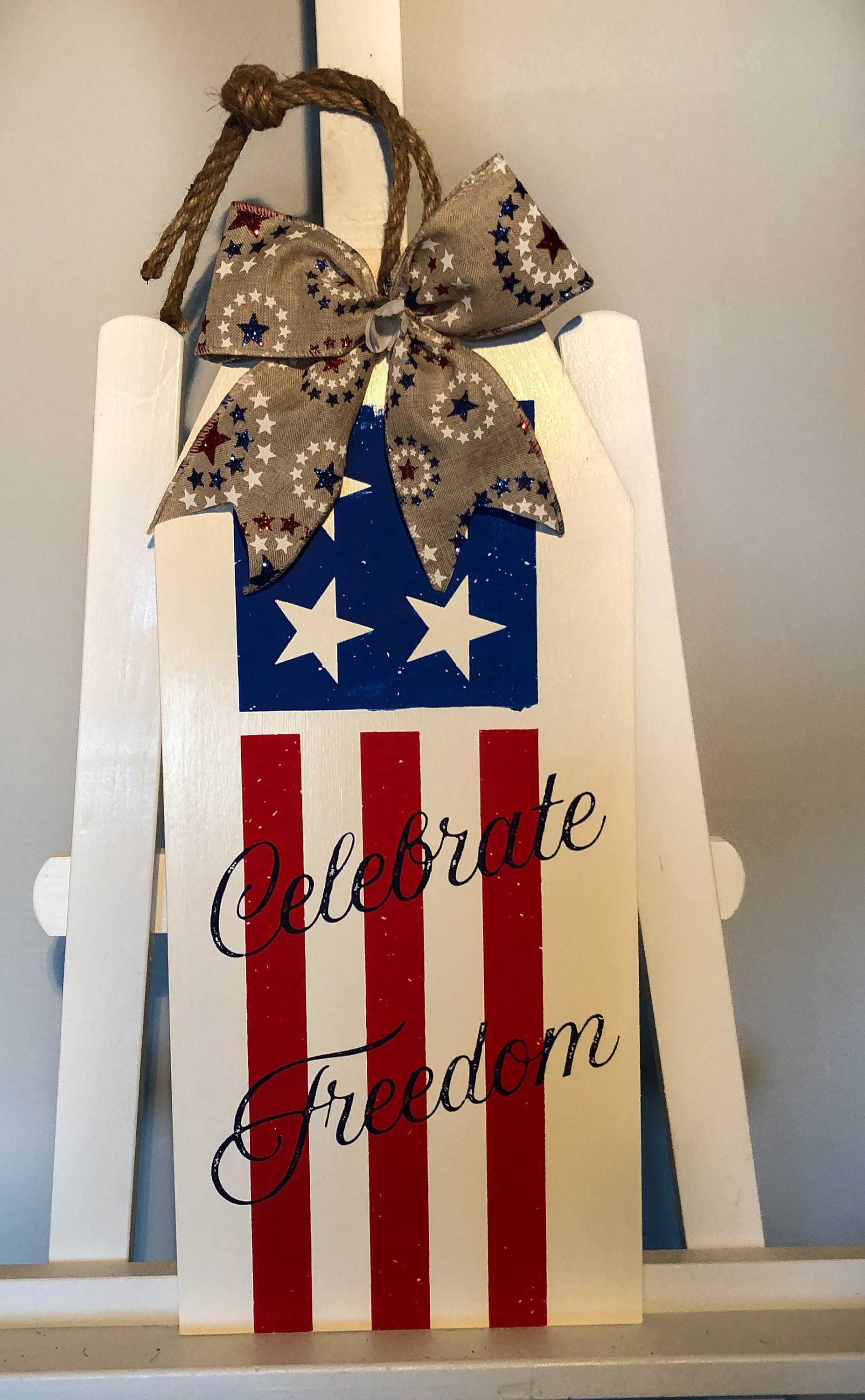 July 4th Sign, Door Hanger, Front Door Decor, Celebrate Freedom ...