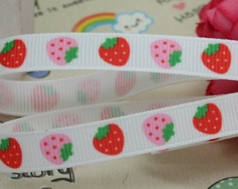 Strawberry Print Extra Wide 1.5in Grosgrain Ribbon 1 yd | Etsy