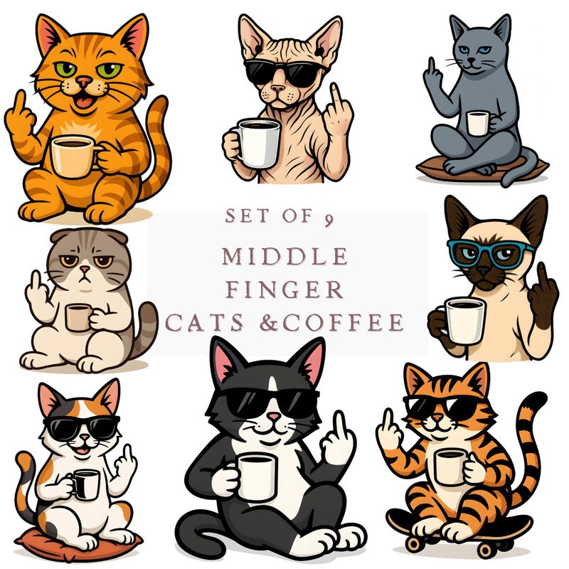 Middle Finger Cat - Etsy