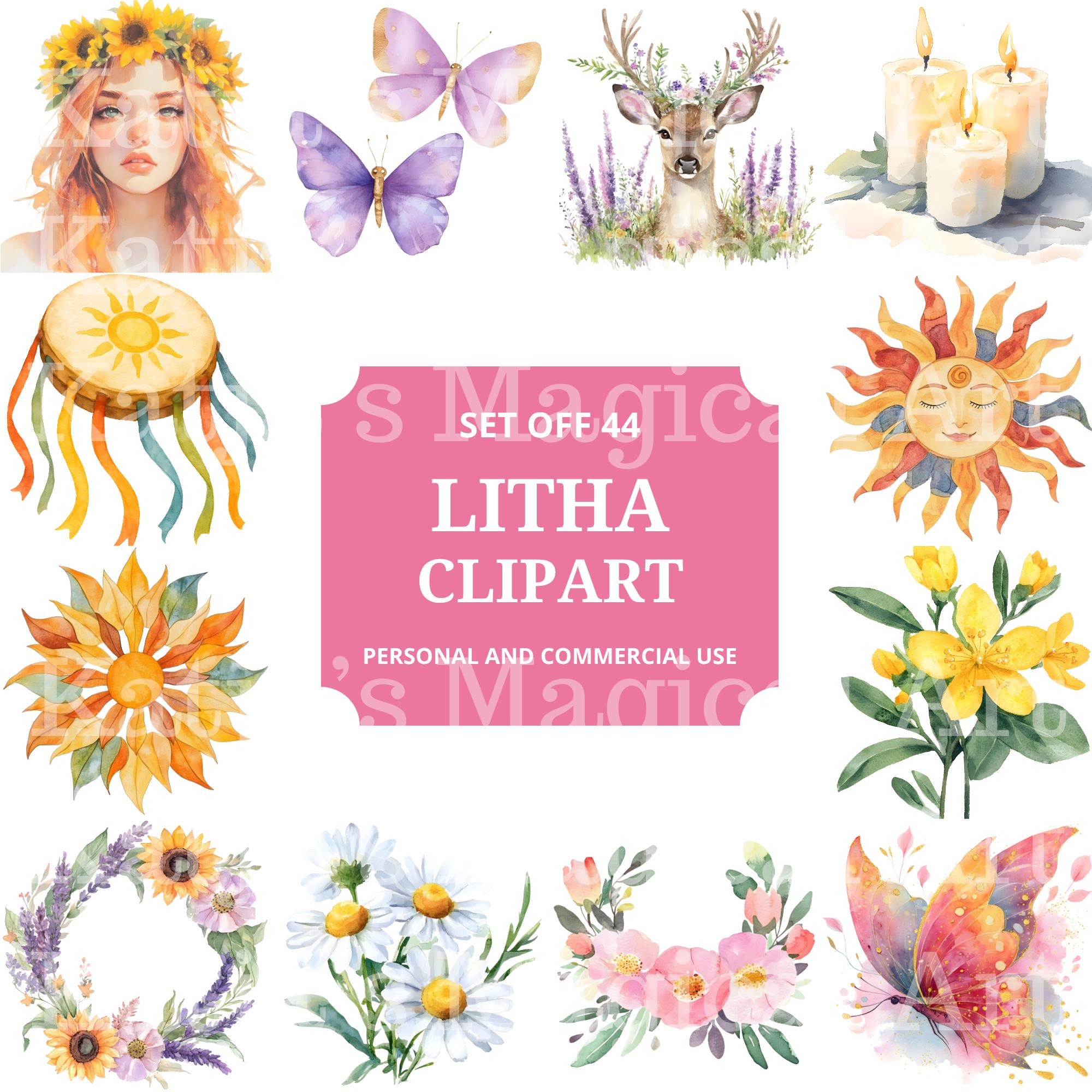 Litha Clipart: Summer Solstice Wiccan Pngs, Celtic Clipart Wheel of the ...