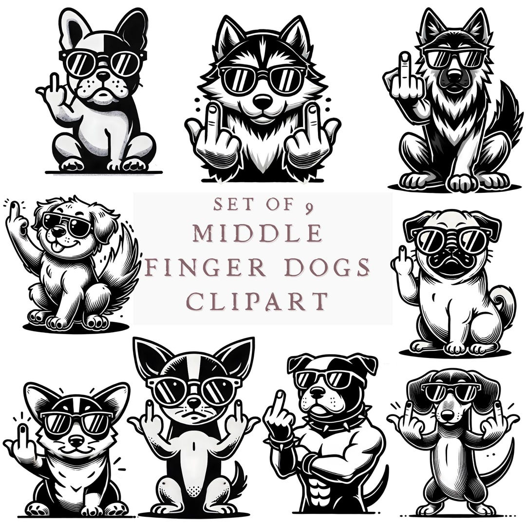 Middle Finger Animal PNG, Middle Finger Dog Clipart BUNDLE, Fuck ...