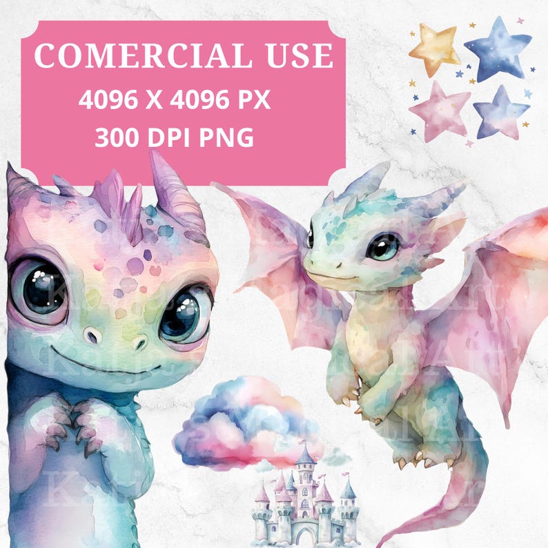 Dragon Egg Clipart, Baby Dragon Clipart BUNDLE, Watercolor Dragon PNG ...
