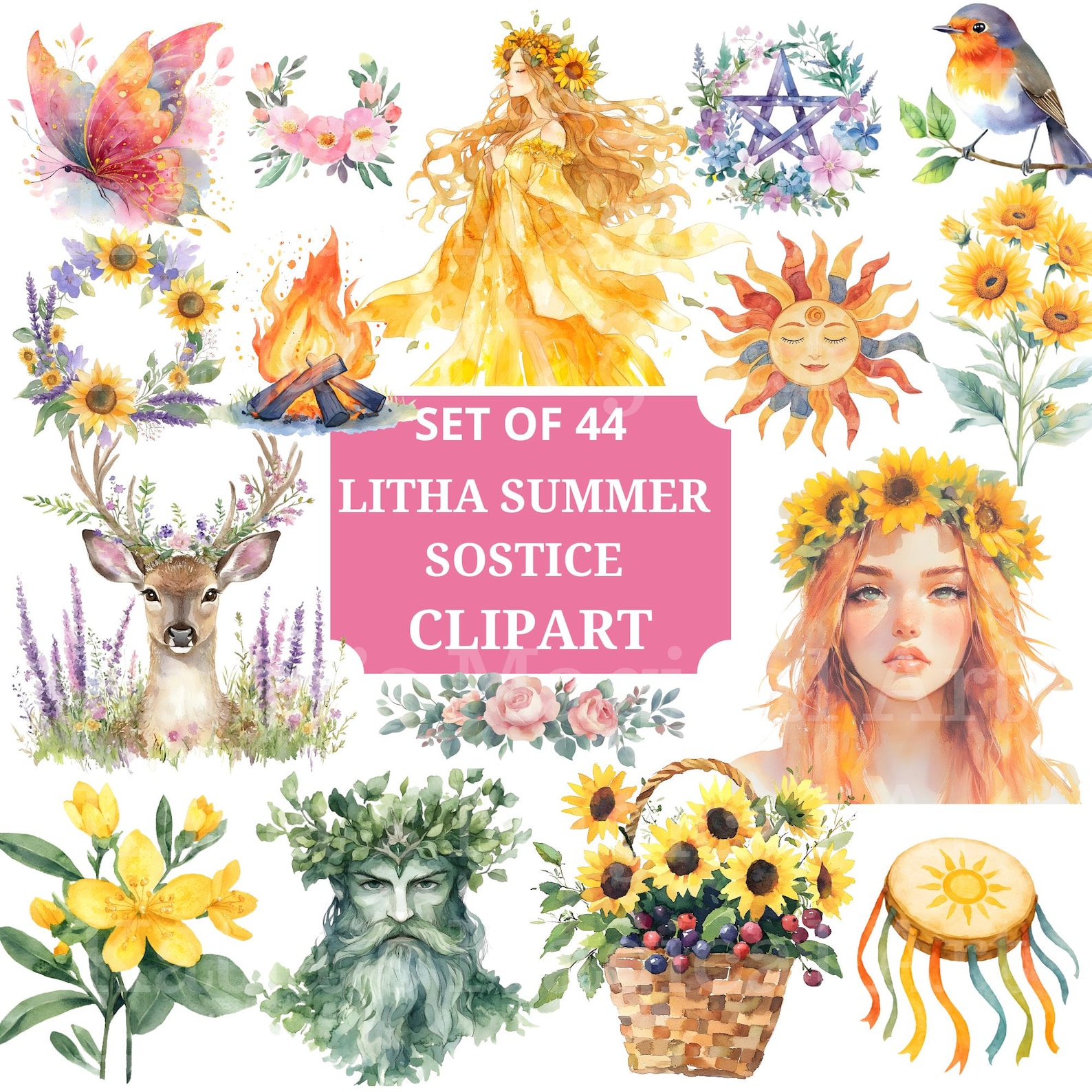 Litha Clipart: Summer Solstice Wiccan Pngs, Celtic Clipart Wheel of the ...