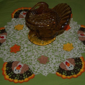Thanksgiving Turkey's and Leaves Crochet Doily Pattern - Etsy