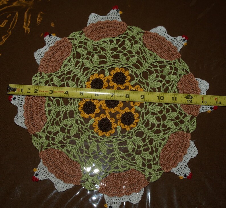 Crochet Chicken - Hen on Nest and Sunflower Doily Pattern - Etsy