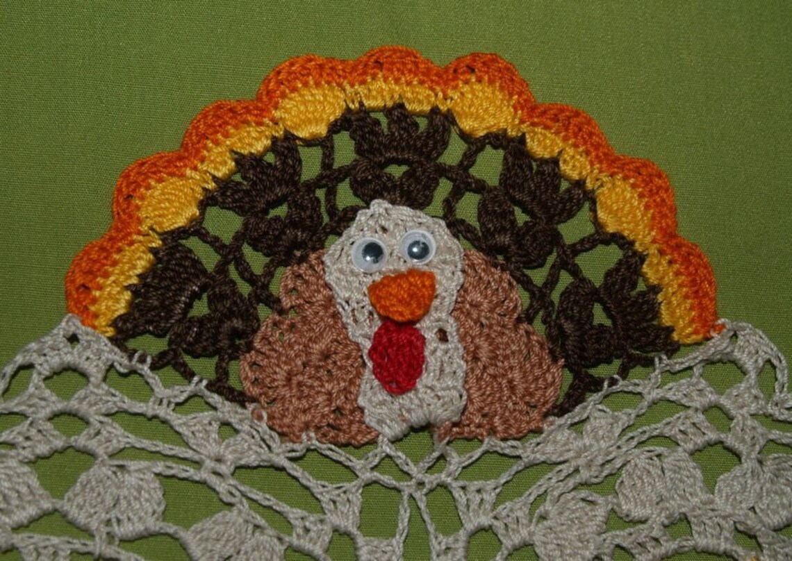 Thanksgiving Turkey's and Leaves Crochet Doily Pattern - Etsy