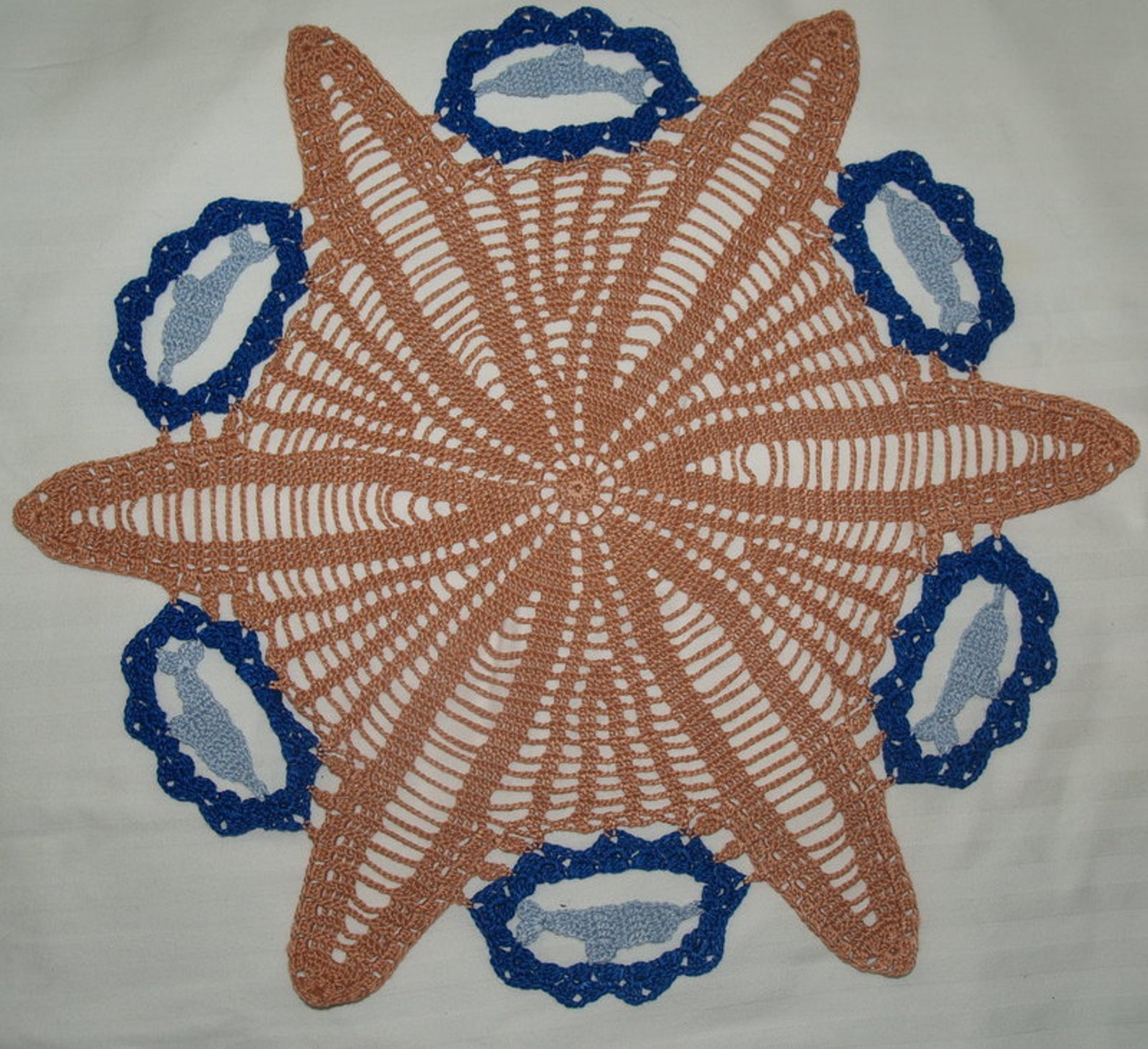 Crochet Dolphin and Starfish Doily Pattern - Etsy