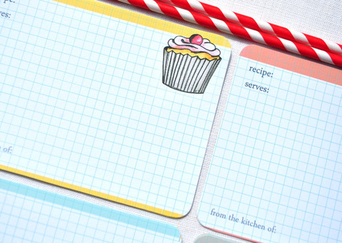 Recipe Cards , 8 Watercolors Design Recipe Cards, Printable File PDF ...