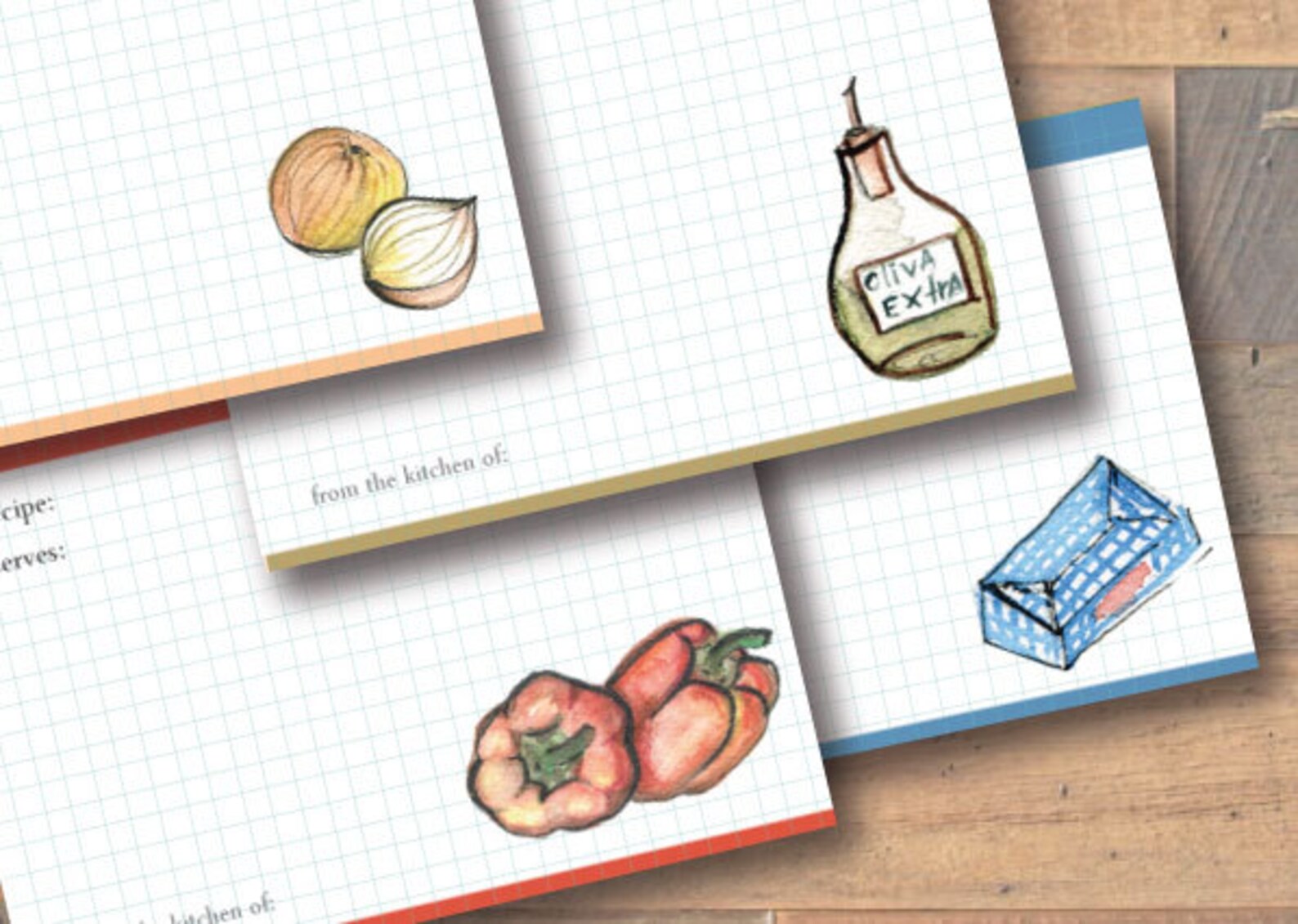 Recipe Cards , 8 Watercolors Design Recipe Cards, Printable File PDF ...