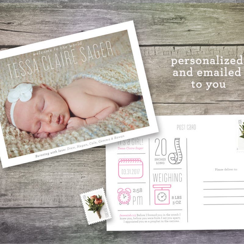 Postcard Baby Announcement - Etsy
