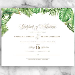 PRINTABLE | Customized Marriage Certificate, Digital File, Wedding ...