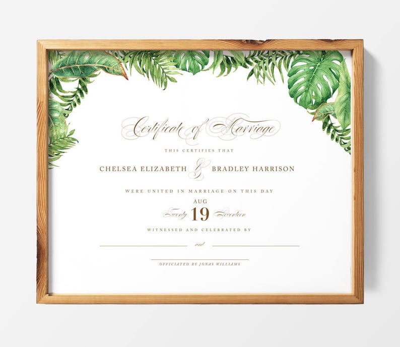 PRINTABLE | Customized Marriage Certificate, Digital File, Wedding ...