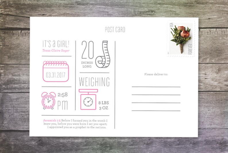 PRINTABLE | Baby Birth Announcement Postcard - Etsy