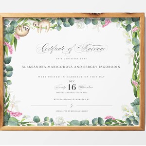 PRINTED | Custom Marriage Certificate, Wedding Certificate, Keepsake ...