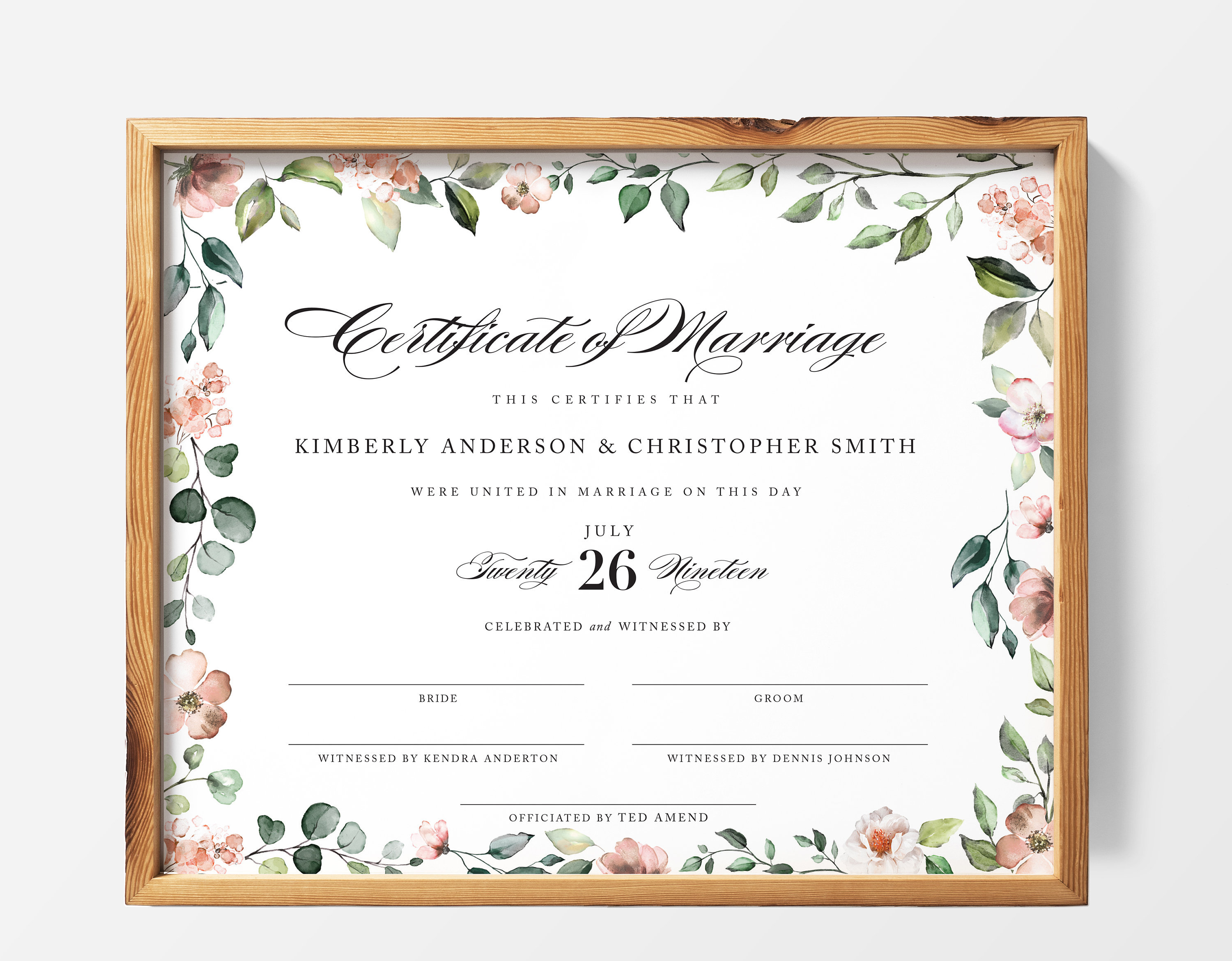 PRINTABLE | Customized Marriage Certificate, Digital File, Wedding ...