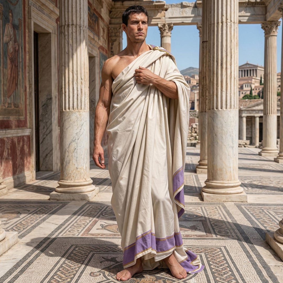 Roman Senator White Toga for Men, Elegant Drape Ancient Rome Costume ...