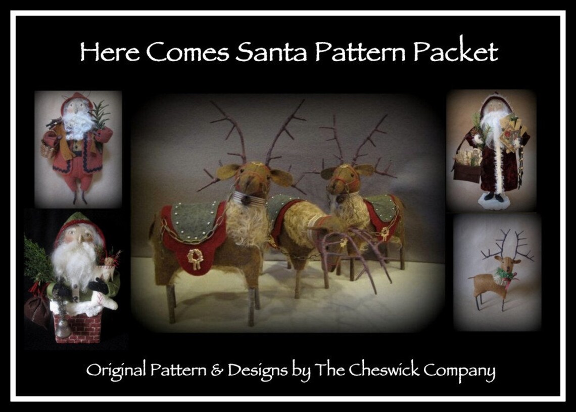 PDF DOWNLOAD DIY "here Comes Santa" Pattern Packet by Cheswickcompany ...