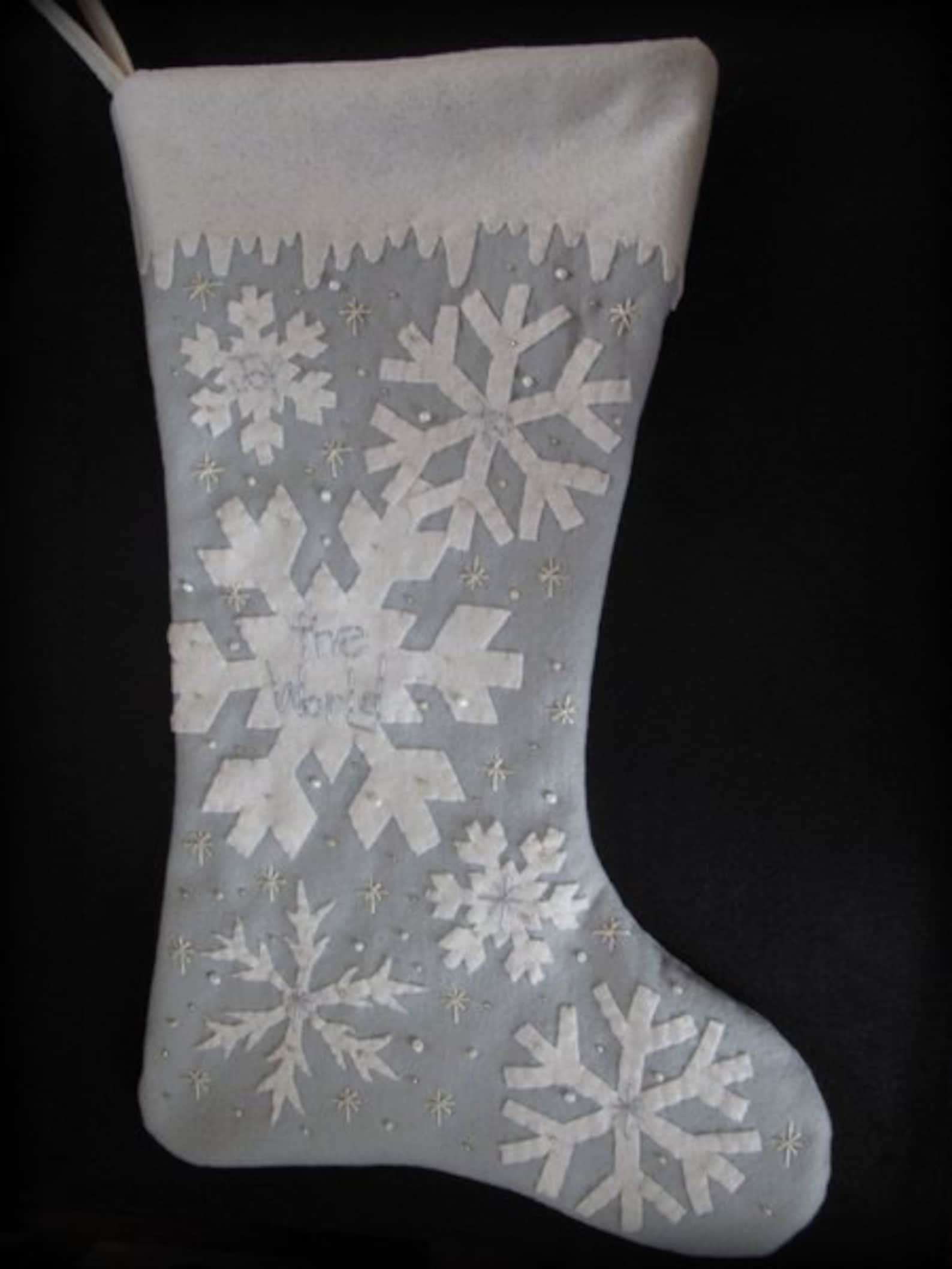 White Christmas Snowflake Stocking E-PATTERN by - Etsy
