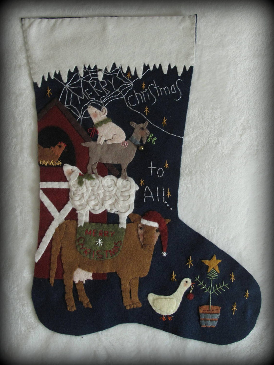 KIT Merry Christmas to All Christmas Stocking DIY by - Etsy