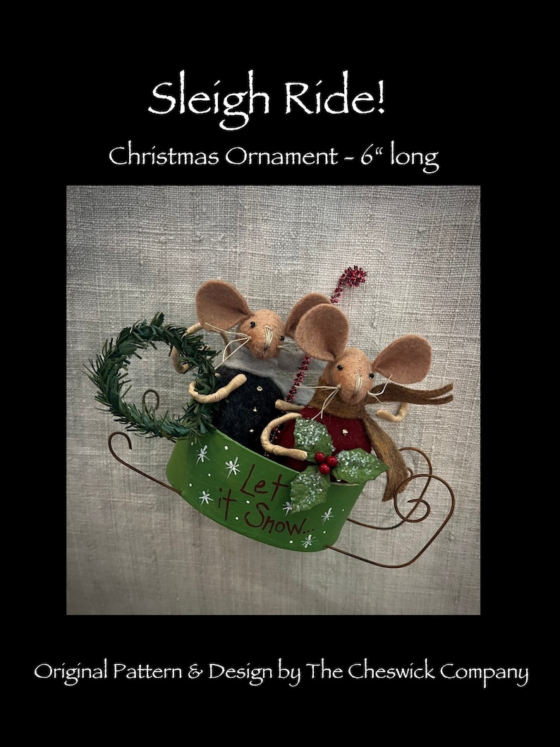 DIY KIT - Sleigh Ride- Mouse Christmas Ornament by Cheswickcompany - Etsy