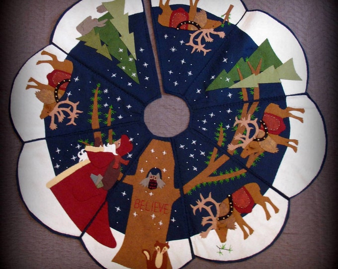 KIT Starry Night Full Size Christmas Tree Skirt - 36" Across- Deep BLUE ...