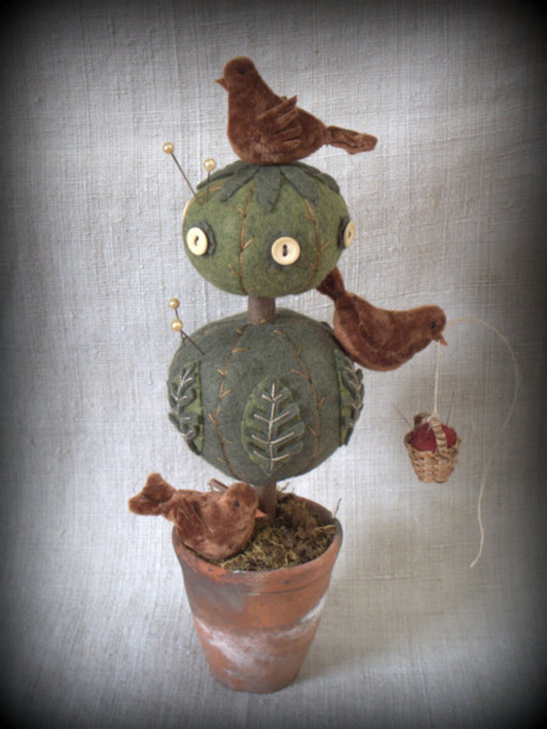 PDF DOWNLOAD DIY Topiary Treehouse Pincushion Pattern With Baby Robins ...