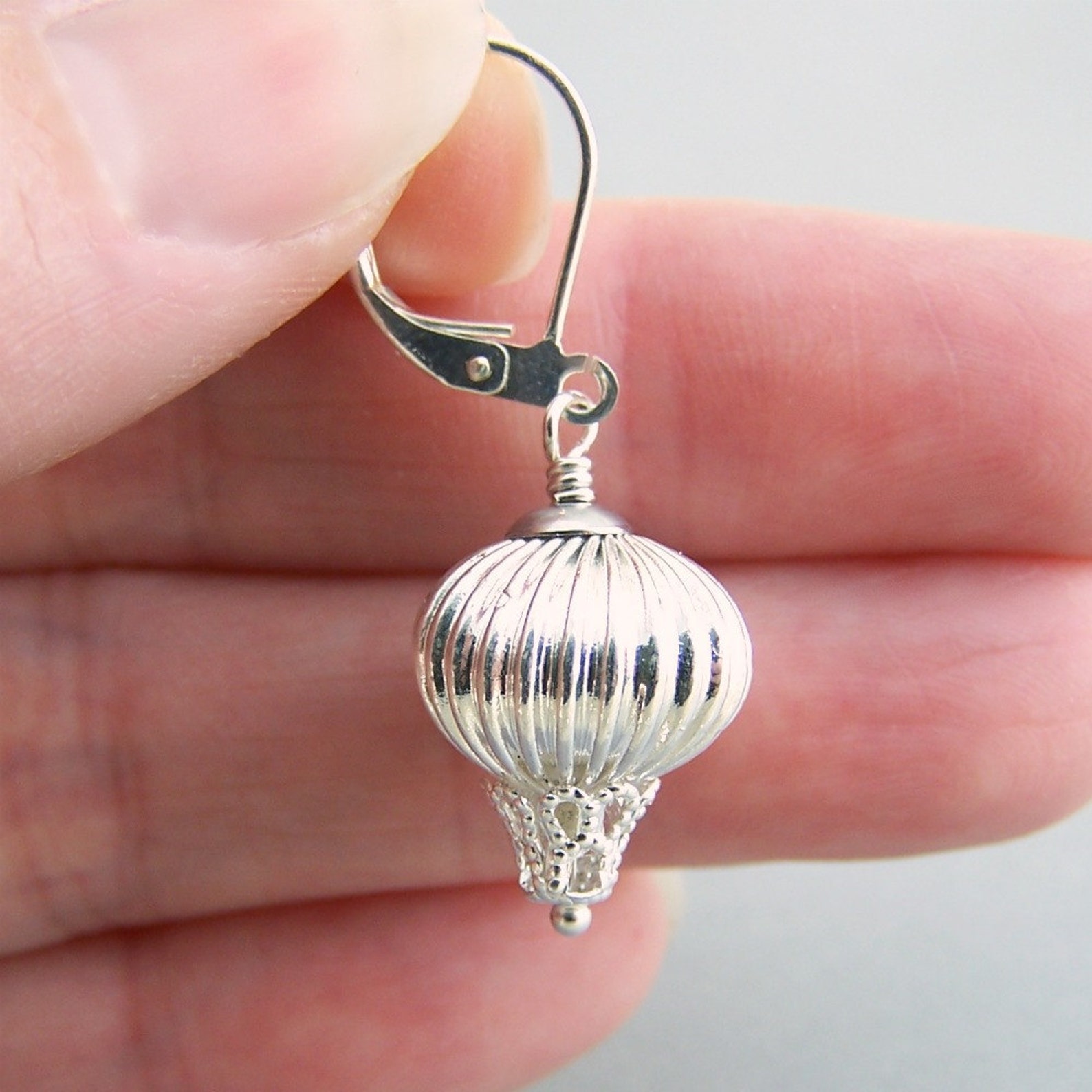 Silver Hot Air Balloon Earrings Weather Balloon Space Ship - Etsy