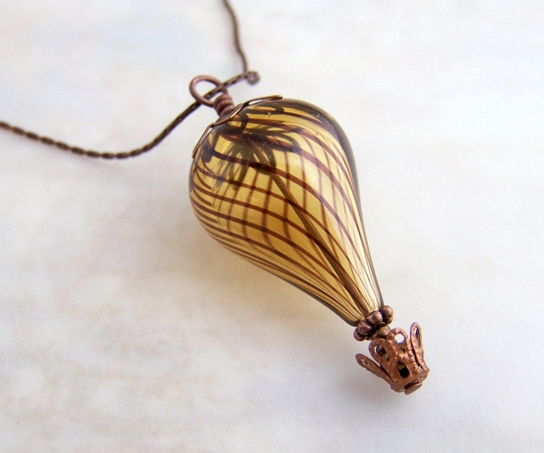 Hot Air Balloon Necklace - A Steampunk Balloon in Blown Glass and ...