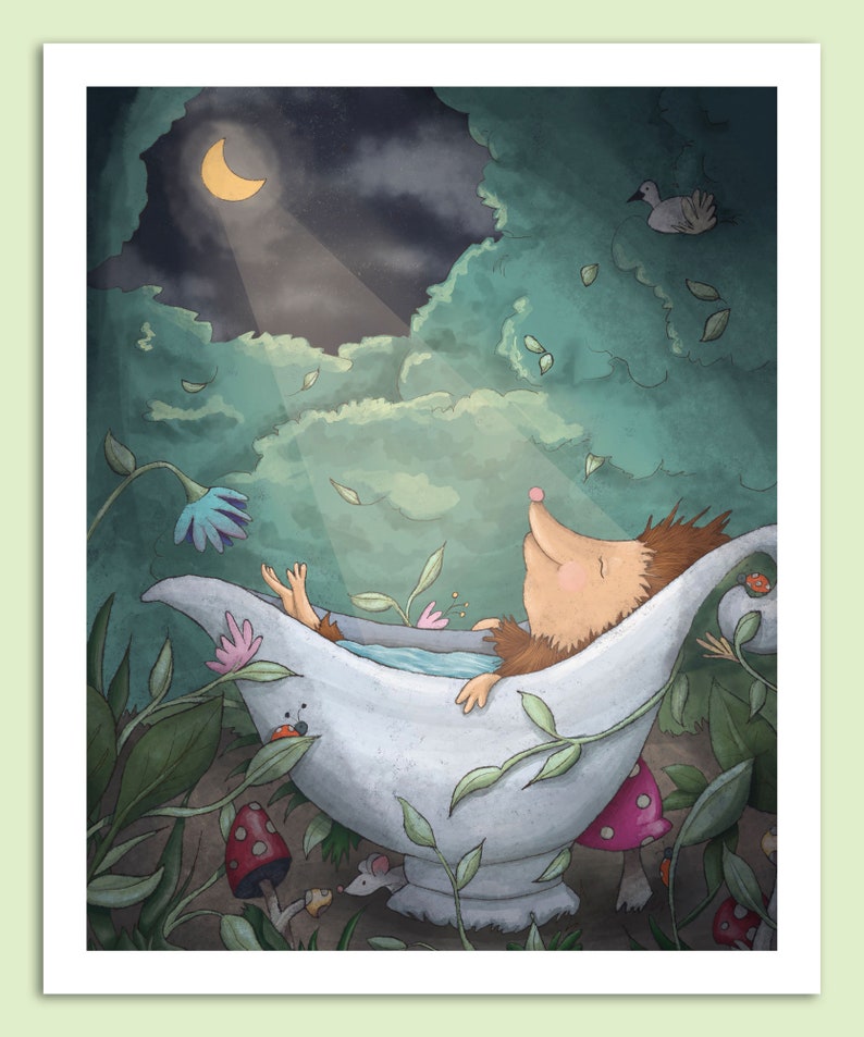 Original Art Print - Midnight Bath, 8" X 10" Giclee Print With 1/2 ...