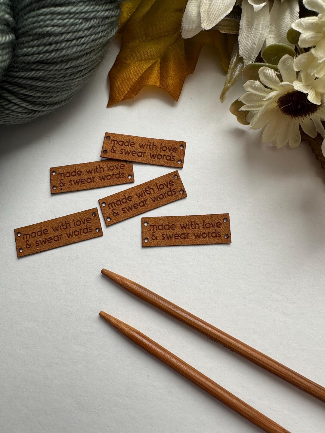 Made With Love and Swear Words, Set of 5 Sew on Ultrasuede Tags - Etsy