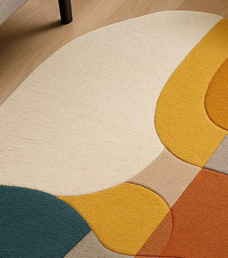 Modern Abstract Irregular Rug – Color Block Wool Carpet | Handmade ...