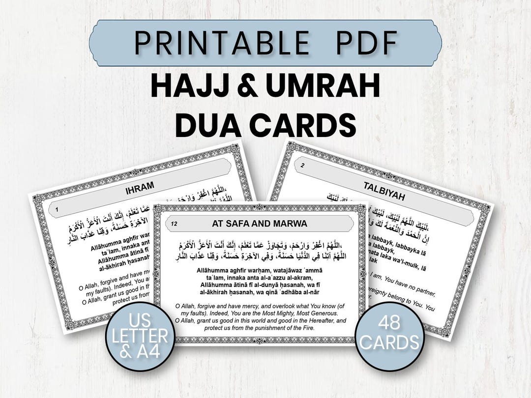 Printable PDF Hajj Dua Cards, Hajj Duas Printable Cards, Hajj ...