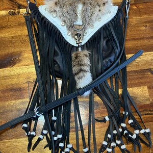 Genuine Bobcat Fur Soft Deerskin Leather Purse Shoulder Bag Western ...